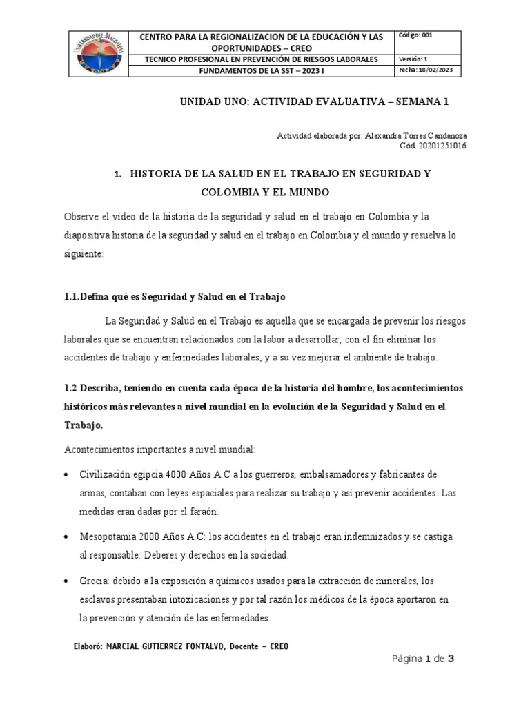 Guía Evaluativa I - Fundamentos SST | PDF | La seguridad | Las ... Guía Evaluativa I - Fundamentos SST | PDF | La seguridad | Las ...