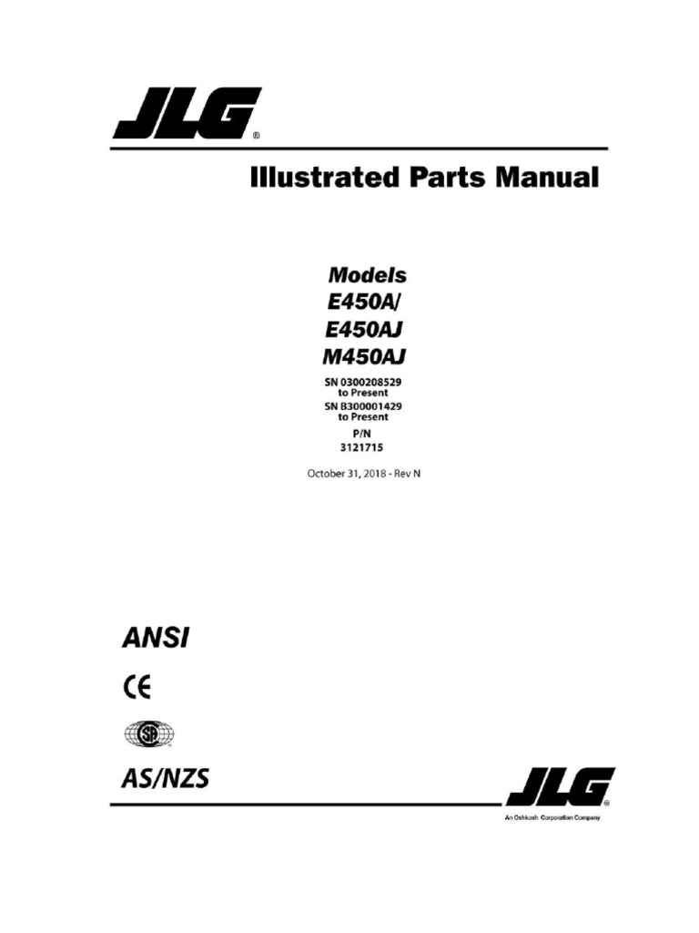 JLG E450AJ Manual de Partes | PDF | Ac Power Plugs And Sockets | Screw