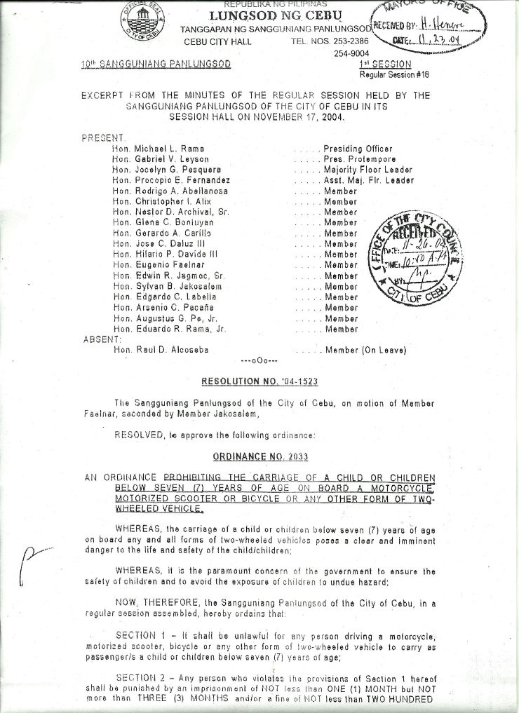 Cebu City Ordinance No 2033 | PDF