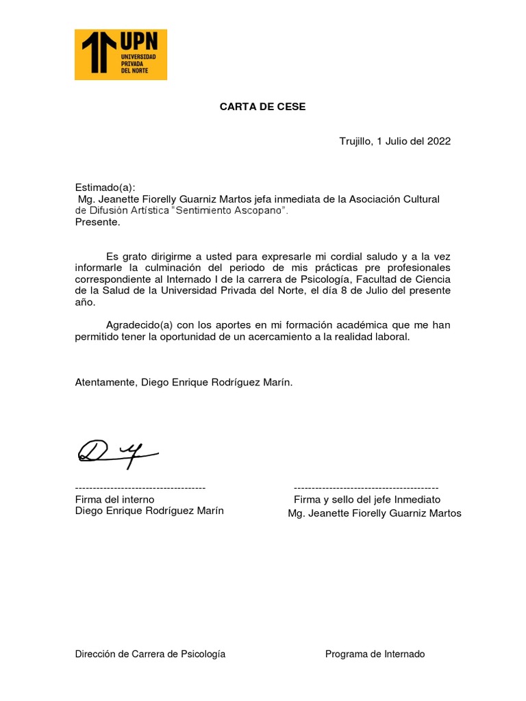 Carta Cese - Diego Rodriguez Marín | PDF