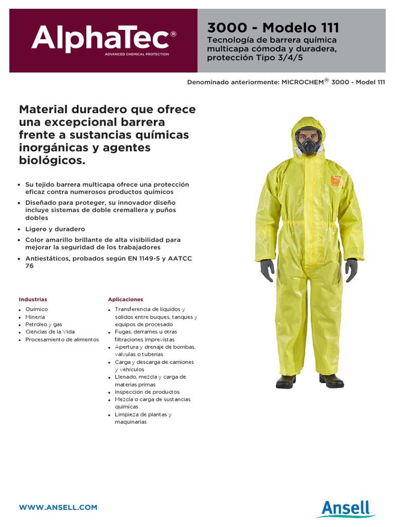 22. TRAJE PROTECCION, alphatec-3000-model-111_pds_es | PDF