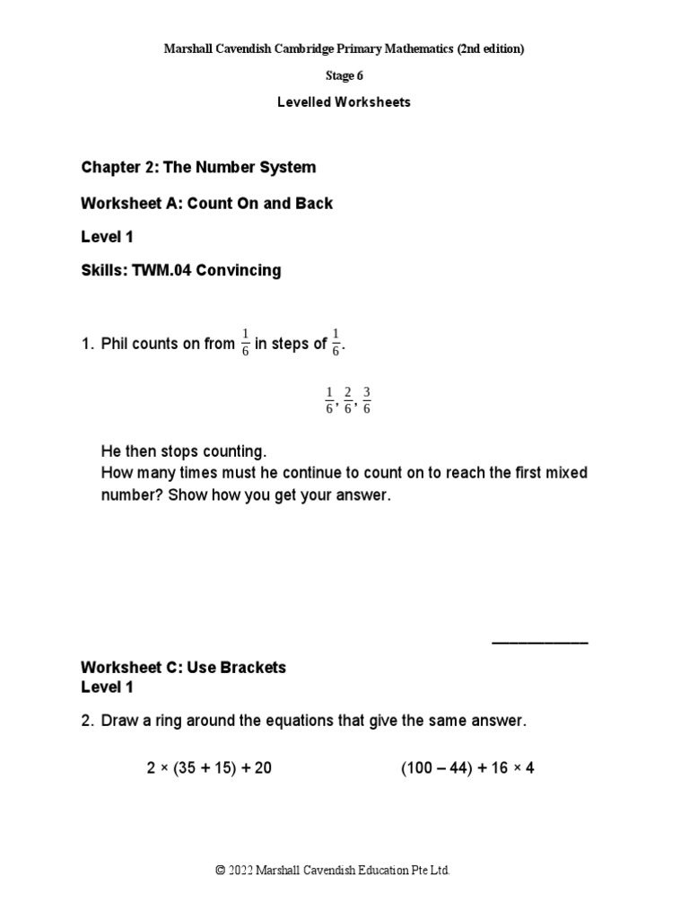 MCE Cambridge Primary Maths 2E Stage6 LWS C02 | PDF