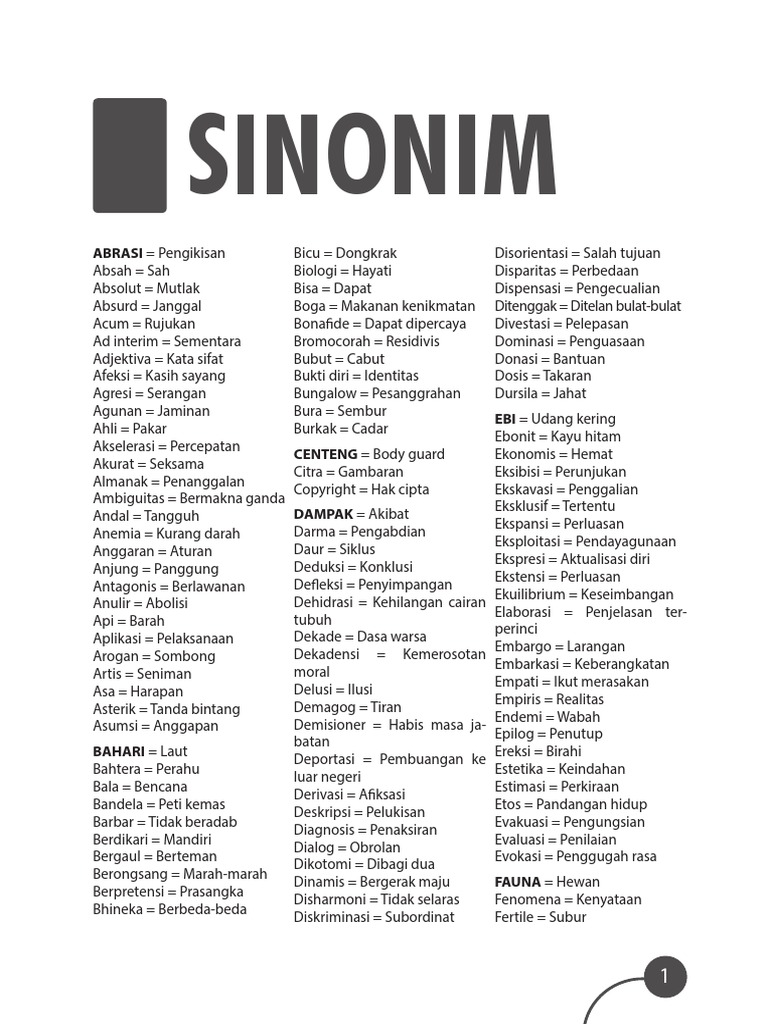SINONIM Dan ANTONIM | PDF