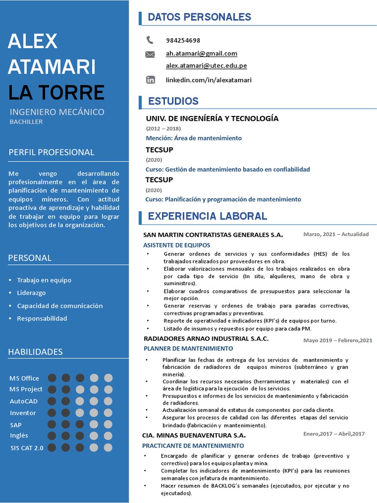 Cv-Alex Atamari | PDF