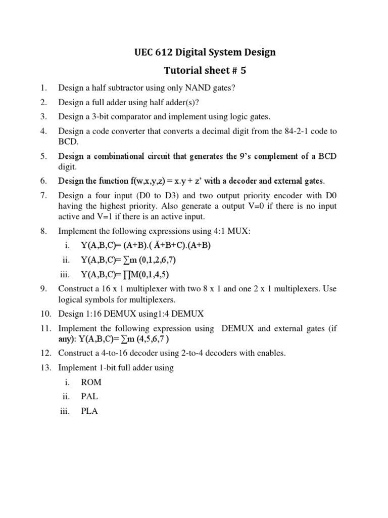 tutorial sheet 5 | PDF