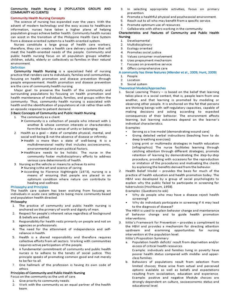 CHN 2 Module Part 1 Lecture Notes 1 | PDF