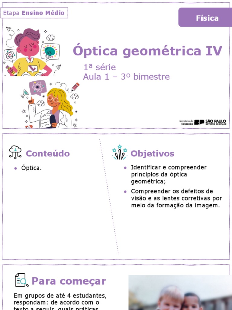 Óptica Geométrica IV: 1 Série Aula 1 - 3º Bimestre | PDF