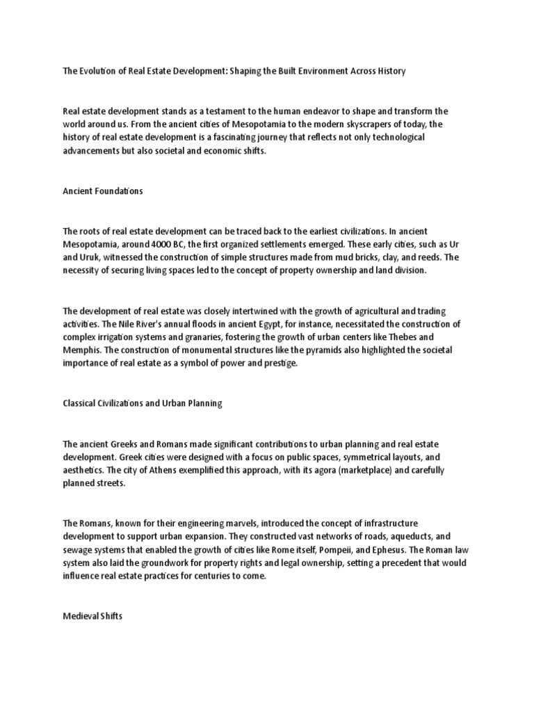 The Evolution of Real Estate Development | PDF