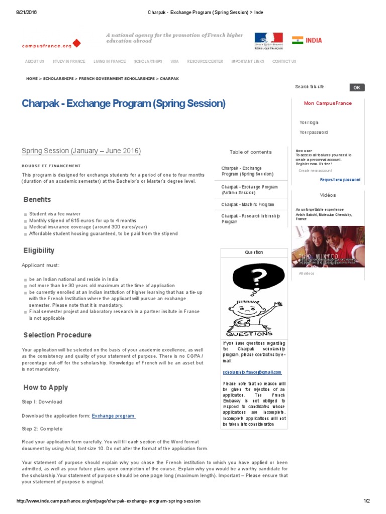 Charpak Exchange Program Guide | PDF