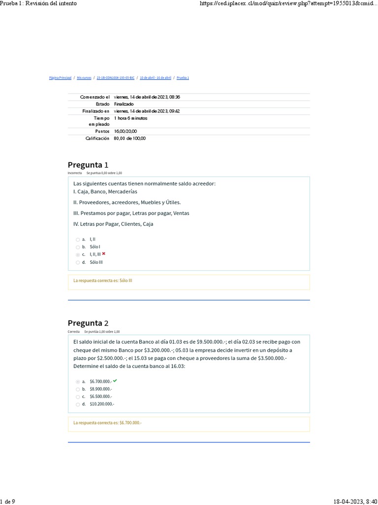 Prueba 1 Contabilidad | PDF | Contabilidad | Bancos
