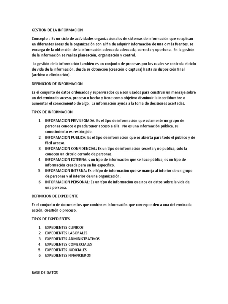 Gestion de La Informacion | PDF Gestion de La Informacion | PDF