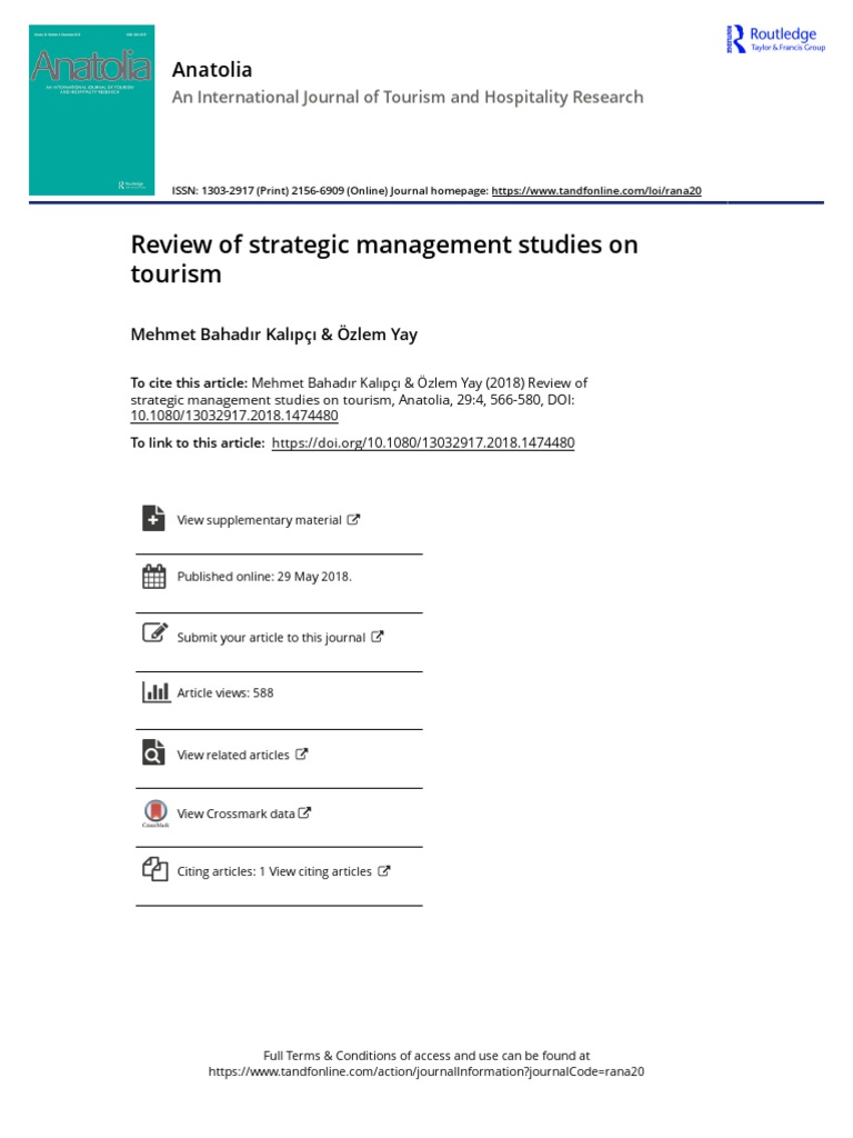Review of Strategic Management Studies On Tourism-1 | PDF