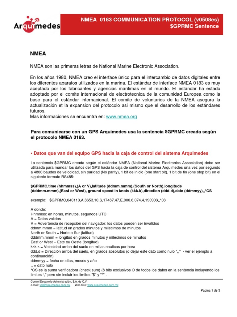 NMEA 0183 Protocolo V0508es | PDF | Informática | Science