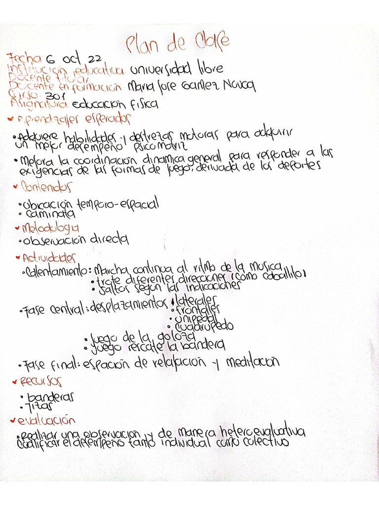 Plan de Clase 6 Oct | PDF