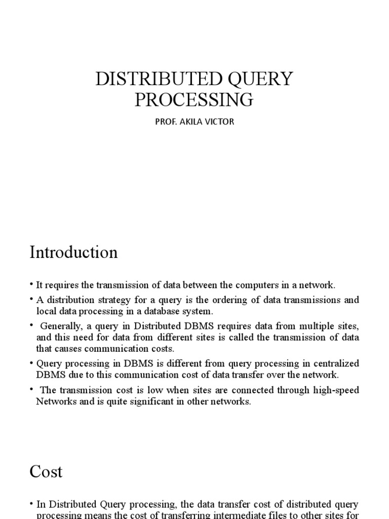 Distributed Query Processing | PDF