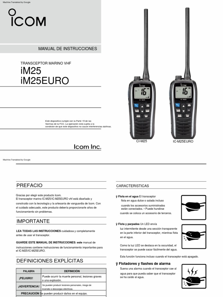 Manual del IC-M25 VHF Marino | PDF