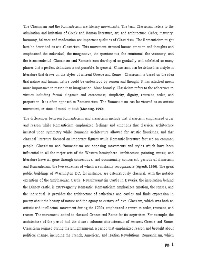 Q3-The Classicism and The Romanticism Assignment | PDF | History | Classics