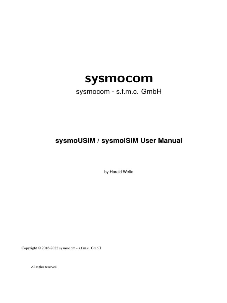 Sysmocom - S.F.M.C. GMBH: Sysmousim / Sysmoisim User Manual | PDF