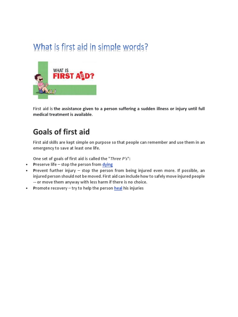 First Aids Worksheet | PDF