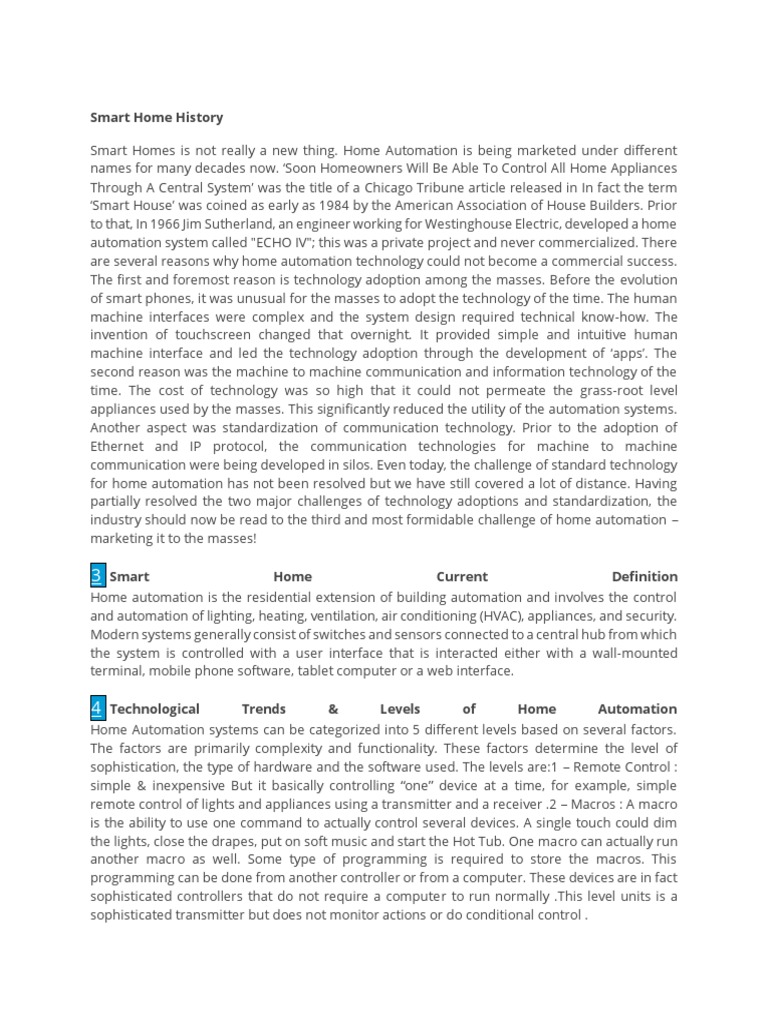 History of Smart Home Technology | PDF