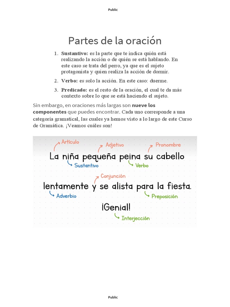 Partes de la oración | PDF