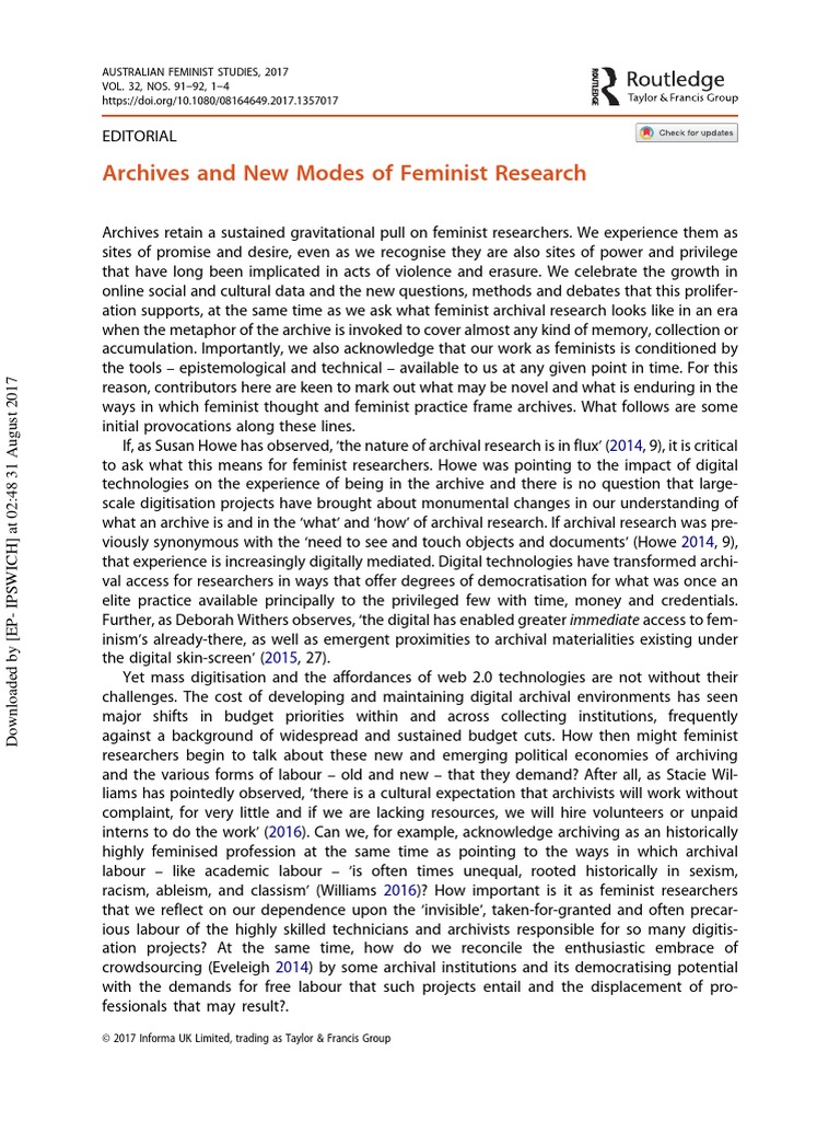 Feminist Research in Digital Archives | PDF | Feminism | Gender Studies