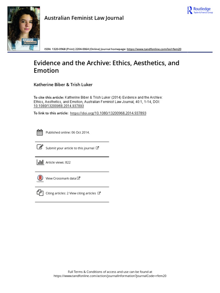 ??evidence and The Archive Ethics Aesthetics and Emotion | PDF ...