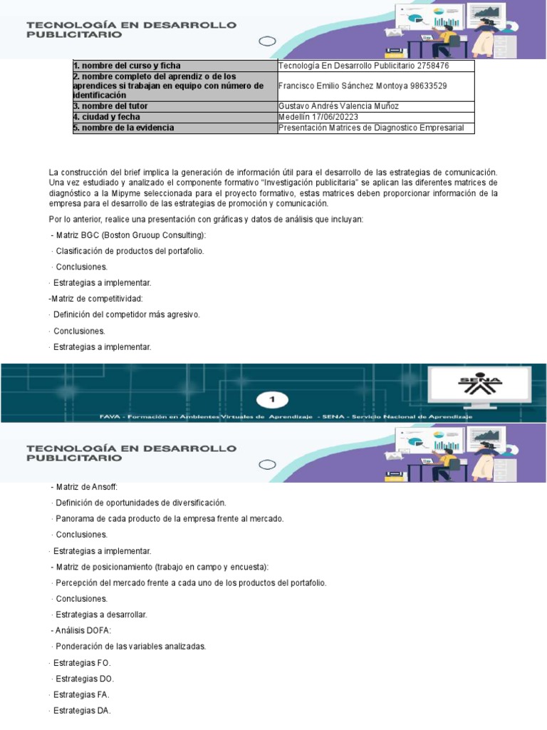 Presentacion Matrices de Diagnostico Empresarial | PDF
