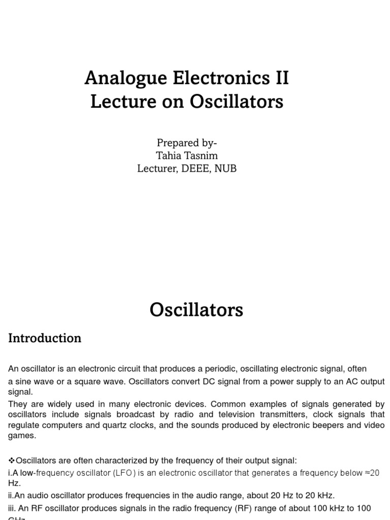Lecture 1 Oscillator | PDF