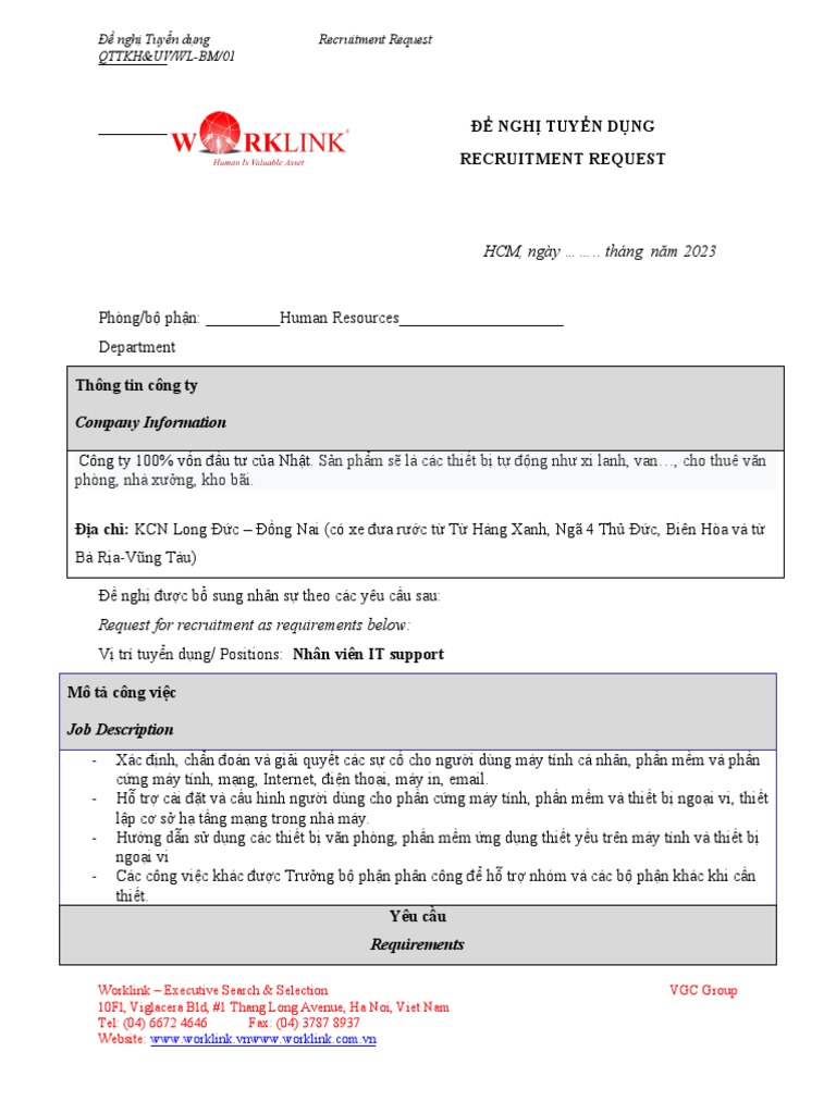 [DNA355] - IT support - KCN Long Đức | PDF