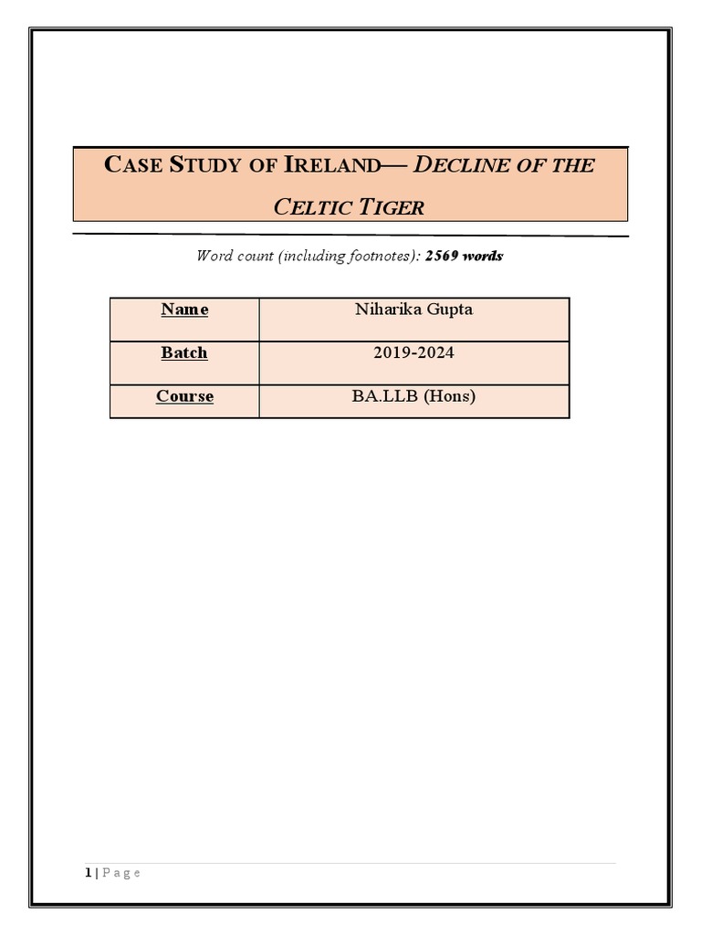 Decline of The Celtic Tiger - Ireland | PDF