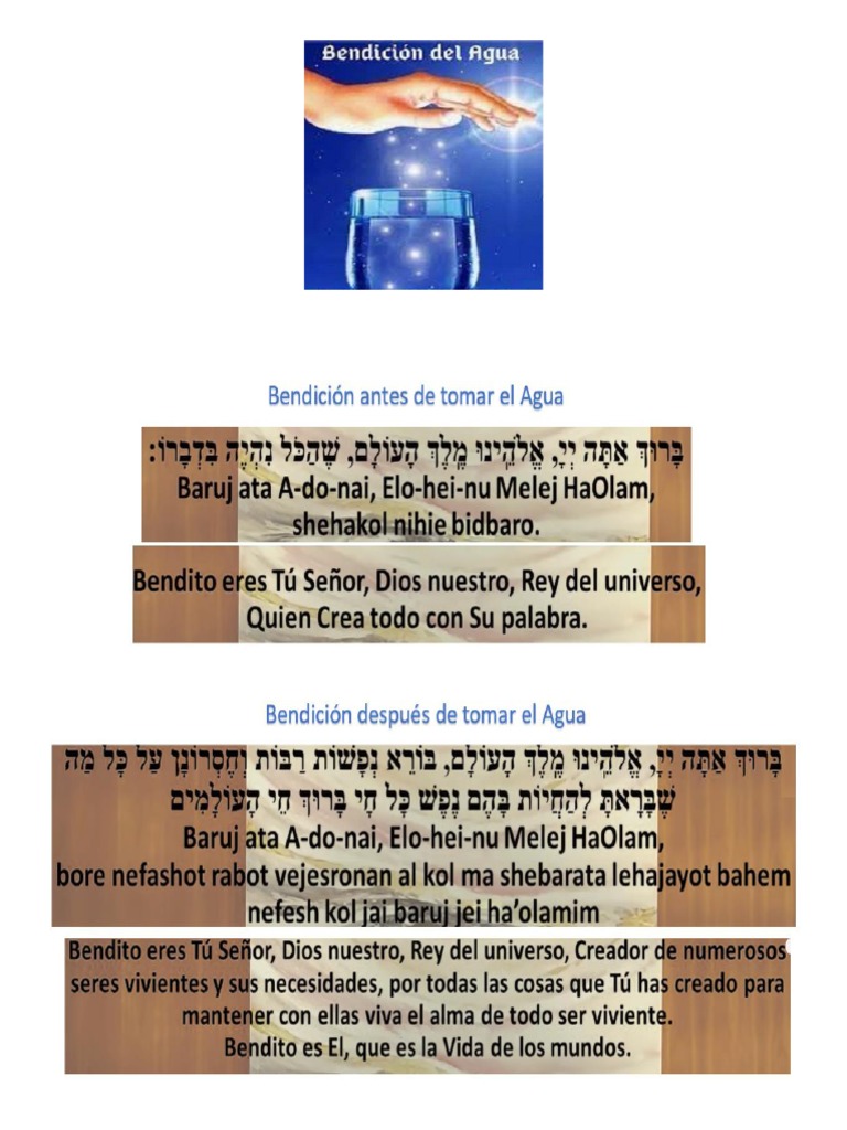 Bendicion Del Agua en Hebreo y Español | PDF
