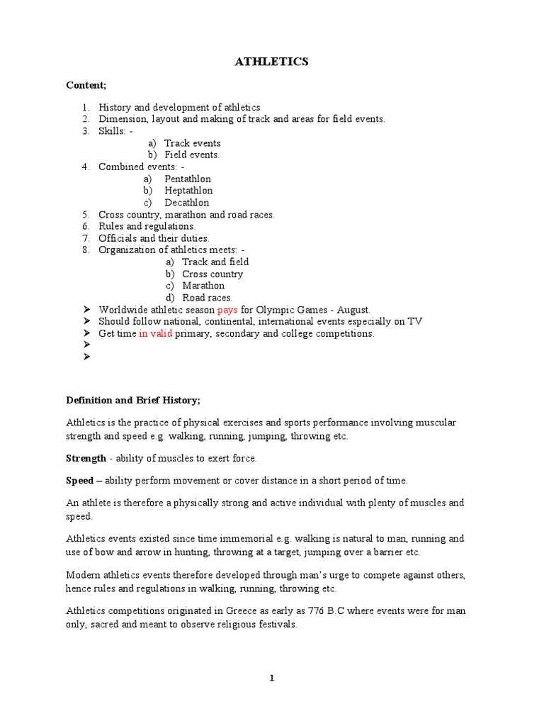 Pe Athletics 1 1 1 1 1 | PDF | Track And Field | Sport Of Athletics