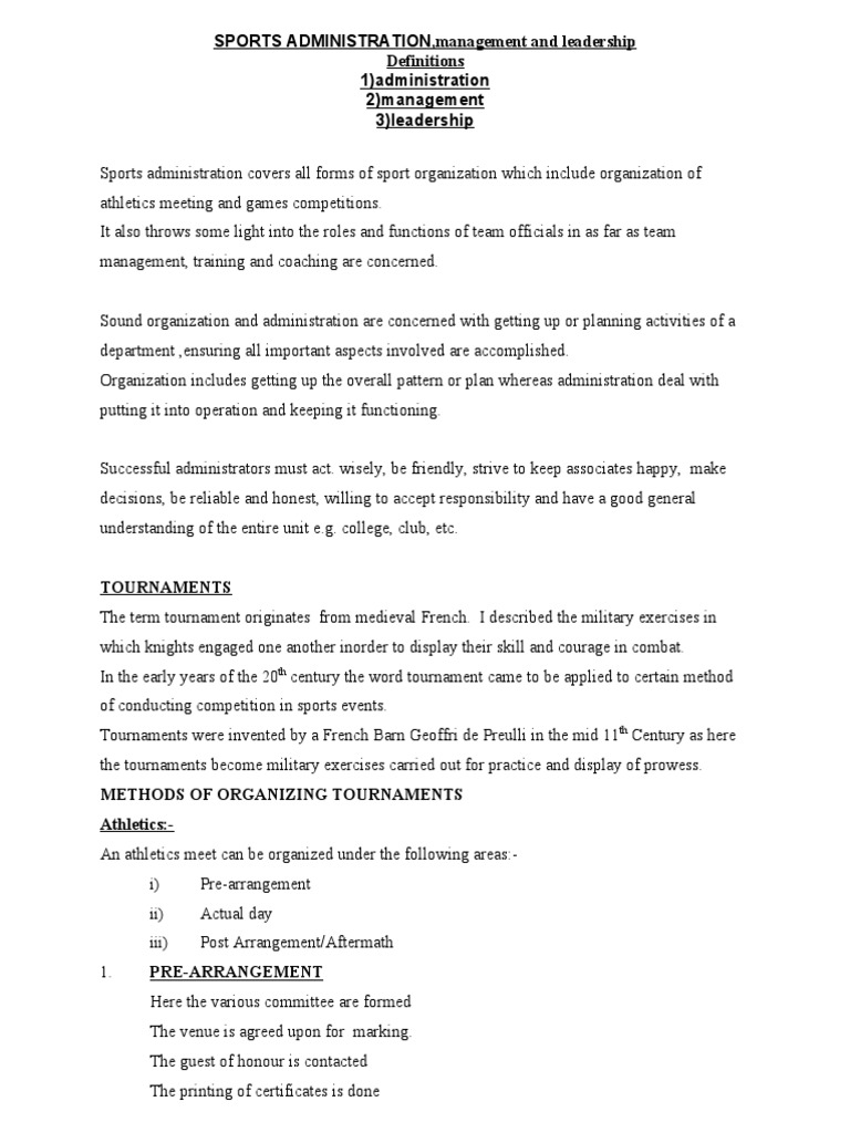 Sports Administration 1 (1) 1 1 1 | PDF | Business | Sports & Recreation