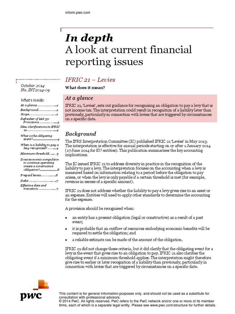 Ifric 21 Levies | PDF
