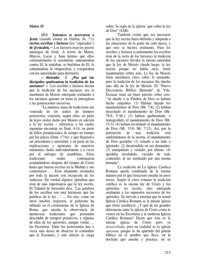 Camentario Exegetico de Mateo Capitulo 15 Al 23 | PDF