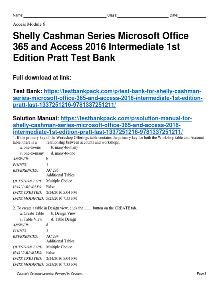 Shelly Cashman Series Microsoft Office 365 and Access 2016 Intermediate ...