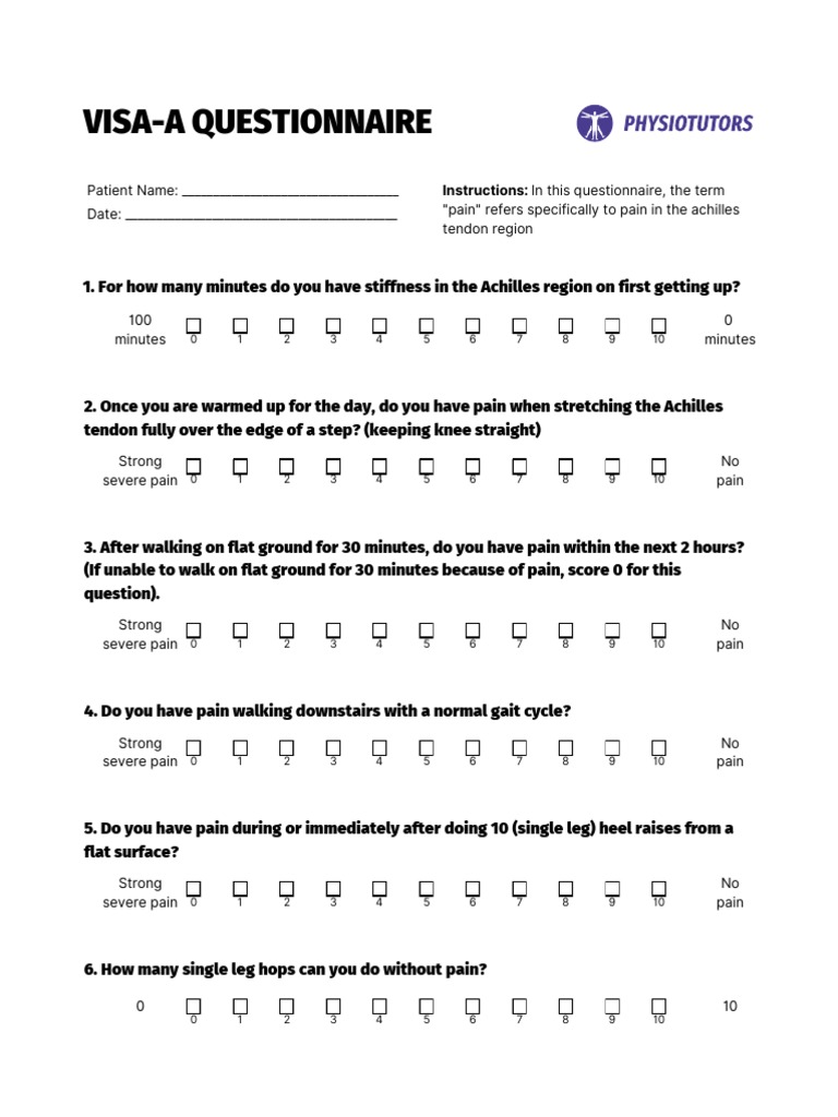 VISA-A Achilles Questionnaire | PDF
