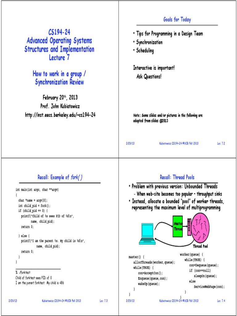 Lec07 Synchronization | PDF | Operating System Technology | Concurrency (Computer Science)
