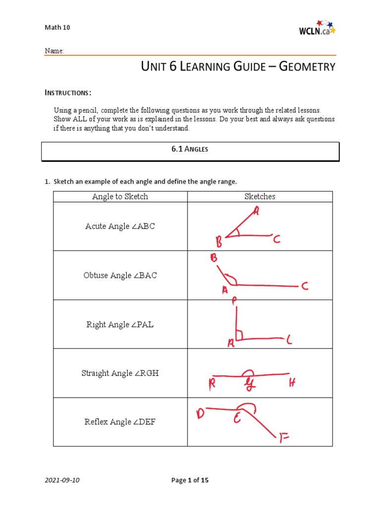 Geometry Learning Guide for Math 10 | PDF