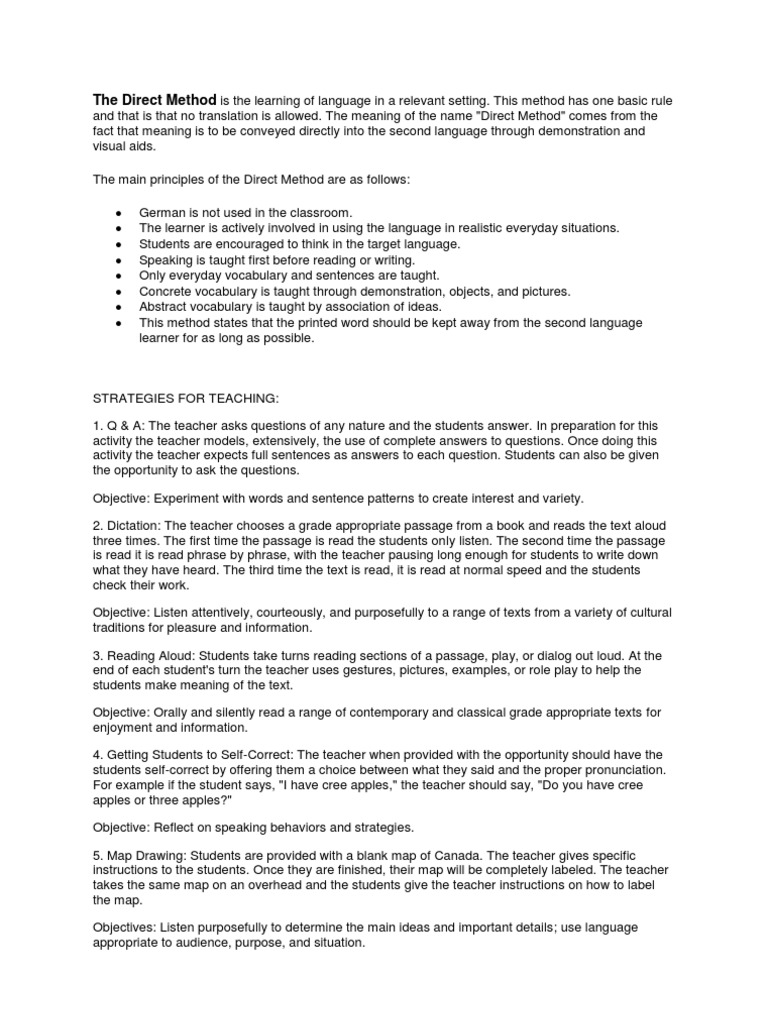 The Direct Method | PDF | Language Acquisition | Reading (Process)