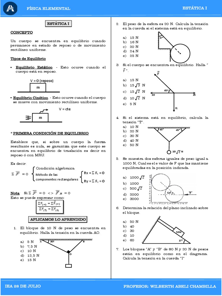 Estática I - Guía y Práctica para El Estudiante | PDF | Tensión (Física ...