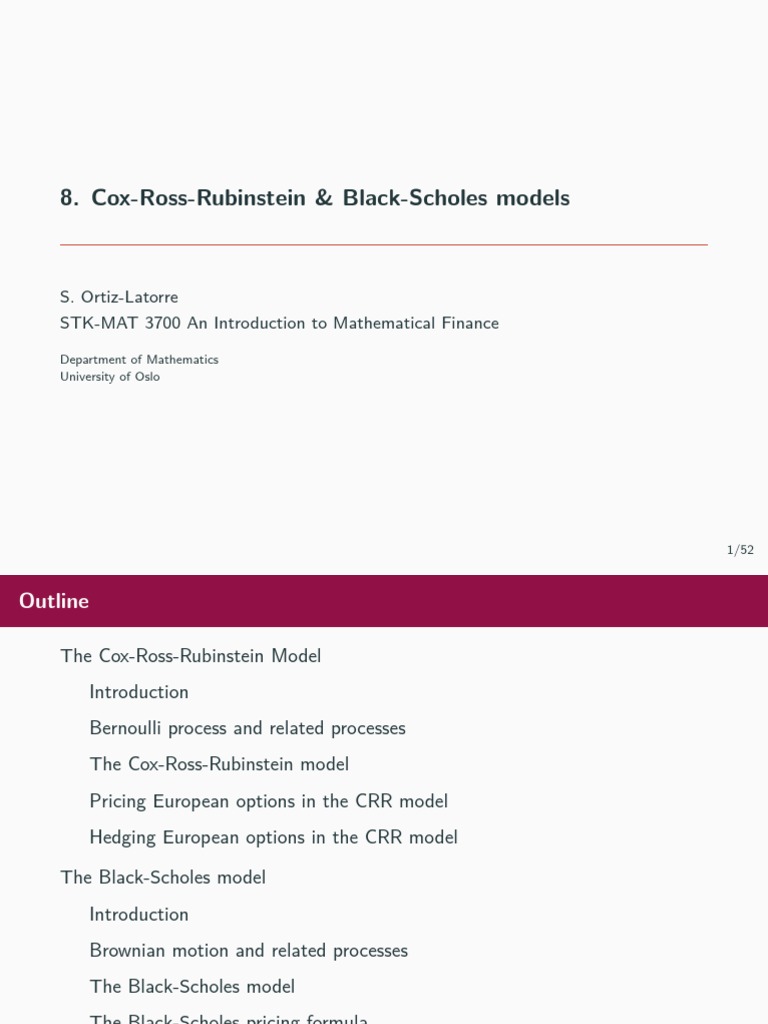 Binomial and Black Scholes Models | PDF
