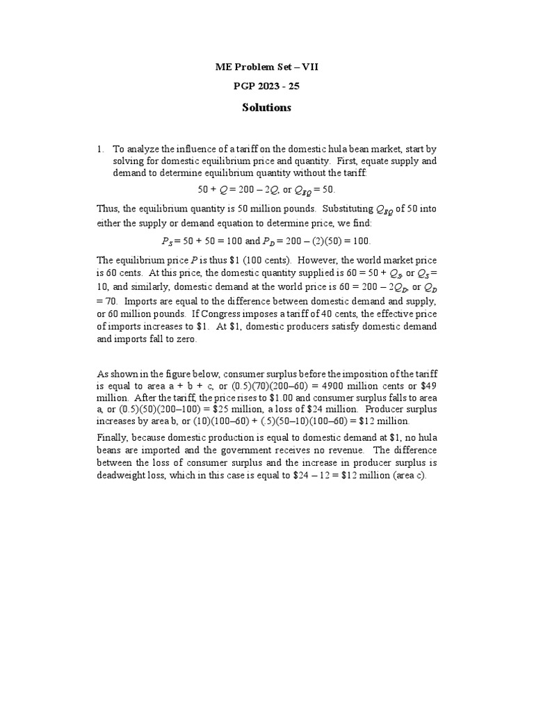 Answer Keys Problem Set 7 Pdf
