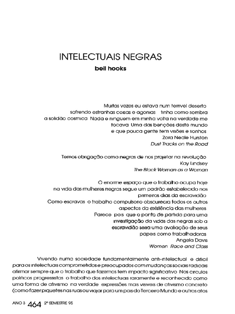 Intelectuais Negras bel hooks | PDF