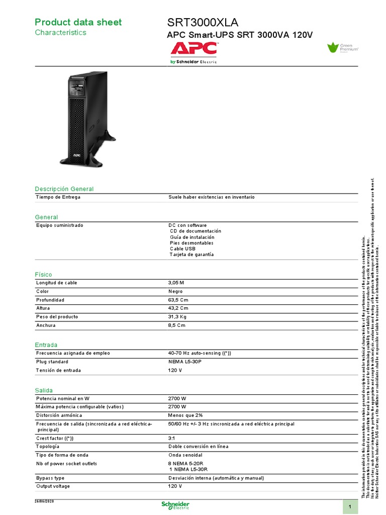 SRT3000XLA - DATASHEET - CO - es-CO | PDF