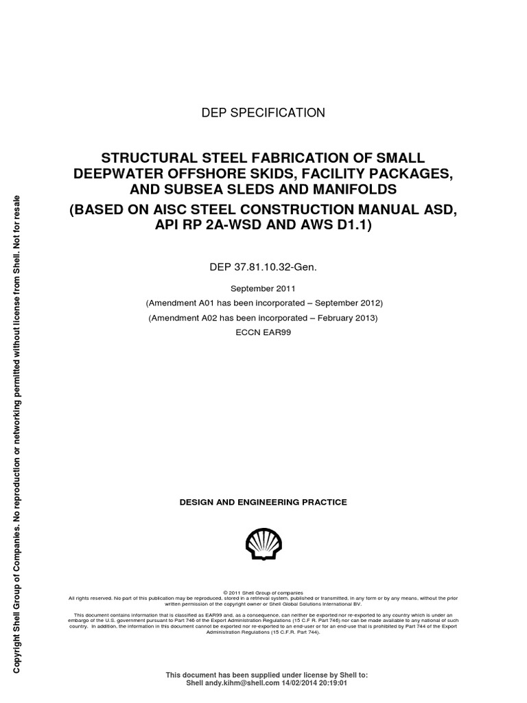 Dep 37.81.10.32 Structural Steel Fabrication of Small Deepwater ...