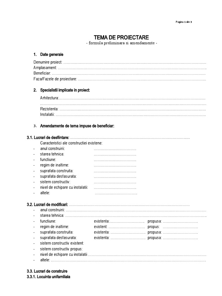 Tema de Proiectare - Formula Preliminara | PDF