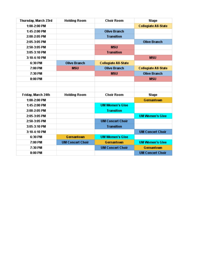 Choir Schedule: March 23-24 Events | PDF