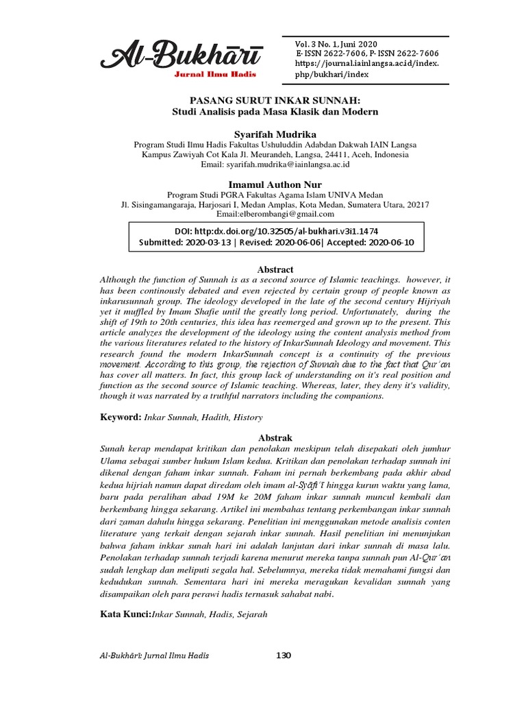 Inkar Sunnah - Tulisan Jurnal | PDF